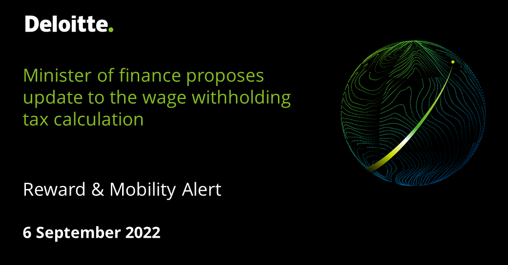 Minister of finance proposes update to the wage withholding tax calculation